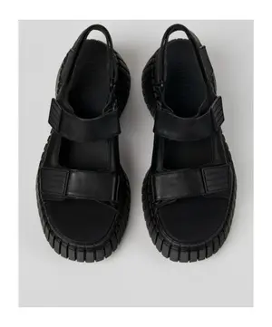 Camper Platform Sandals With Open Toe And Waterproof Sole - Black