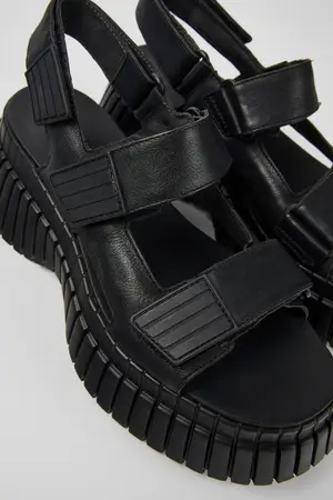 Camper Platform Sandals With Open Toe And Waterproof Sole - Black