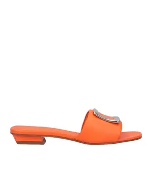 ROGER VIVIER Belle Vivier Metallic Buckle Mules - Orange