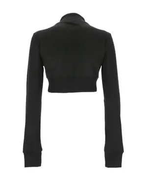 COURREGES Courrèges Ribbed Cropped Zip-up Sweatshirt With Stand Collar