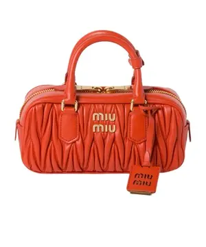Miu Miu Arcadie Matelassé Nappa Leather Bag - Red