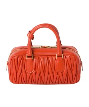 Miu Miu Arcadie Matelassé Nappa Leather Bag - Red