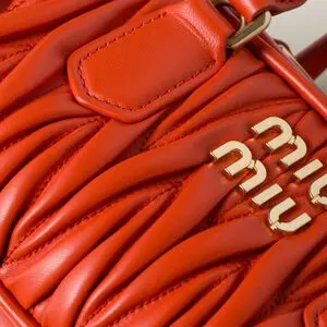 Miu Miu Arcadie Matelassé Nappa Leather Bag - Red