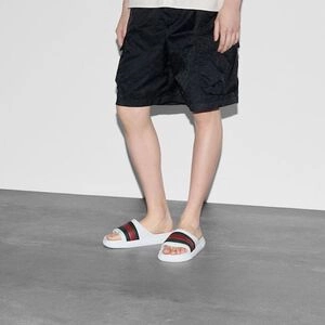 Gucci Web Slide Sandals - White