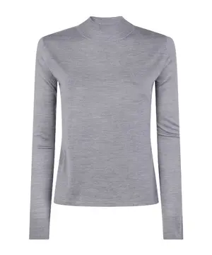 Max Mara Mock Neck Knitted Jumper - Gray