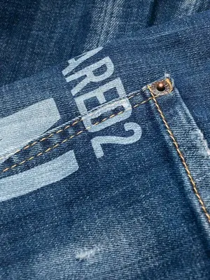 Dsquared2 Logo Print Distressed Jeans