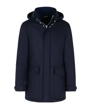 Zegna Zip-up Hooded Jacket With Goose Down Blend Filling - Blue