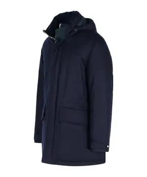 Zegna Zip-up Hooded Jacket With Goose Down Blend Filling - Blue