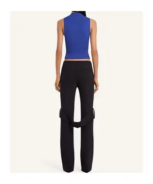 COURREGES Ribbed Mock-neck Cropped Tank Top - Sapphire