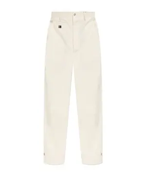 Dolce & Gabbana Logo Plaque Straight-leg Trousers - Cream