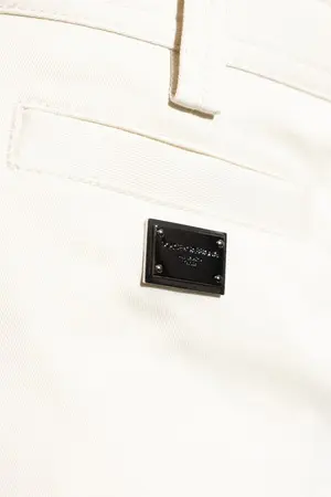 Dolce & Gabbana Logo Plaque Straight-leg Trousers - Cream