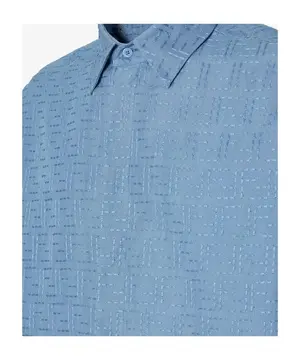 Fendi Ff Jacquard Short Sleeved Shirt - Light Blue