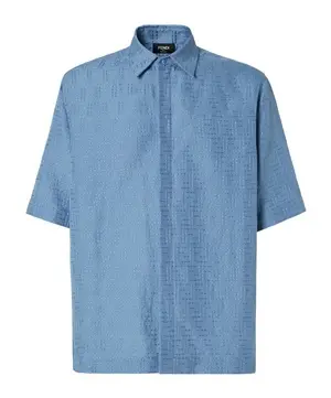 Fendi Ff Jacquard Short Sleeved Shirt - Light Blue