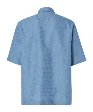 Fendi Ff Jacquard Short Sleeved Shirt - Light Blue
