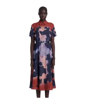 Altuzarra Short-sleeved Belted Shirt Dress With Lapel And Button Front