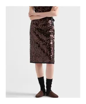 Prada Sequin-embellished Midi Skirt - Black