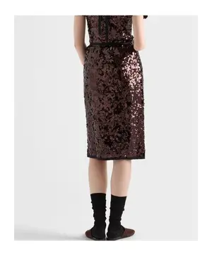 Prada Sequin-embellished Midi Skirt - Black