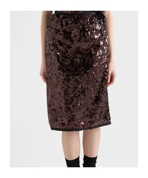 Prada Sequin-embellished Midi Skirt - Black