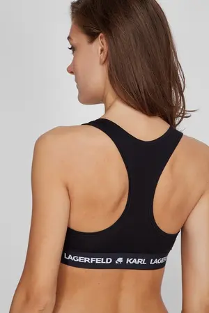 Karl Lagerfeld Logo Bra With Bottom - Black