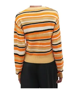 GANNI Striped Cashmere Jumper With Button Detail