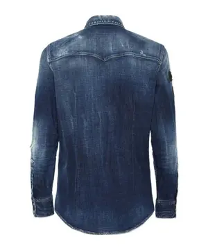 Dsquared2 X Ducati Denim Fashion Distressed Western Shirt