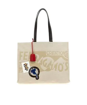 FERRAGAMO Jacquard Tote Bag With Patches