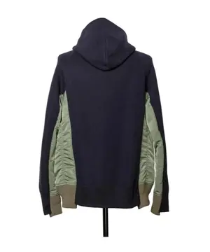 Sacai Panelled Zip-pocket Hoodie - Black