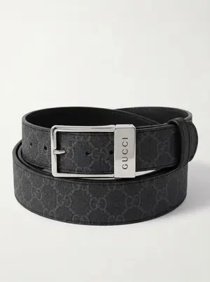 Gucci Logo Engraved Buckle Belt - Black
