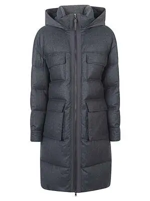 Brunello Cucinelli Long Hooded Cotton Jacket