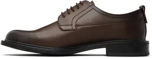 Hugo Boss Leather Derby Shoes - Medium Brown