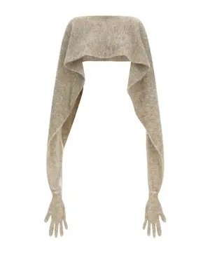 Moschino Knitted Cape With Gloves - Grey