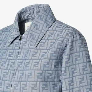 Fendi Ff Chambray Zipped Cropped Jacket