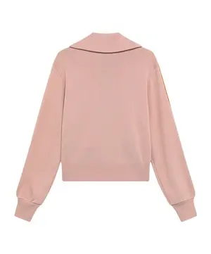 AUTRY Knitted Tennis Zip Jacket With Striped Sleeves - Pink