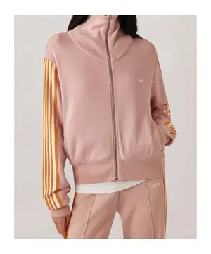 AUTRY Knitted Tennis Zip Jacket With Striped Sleeves - Pink