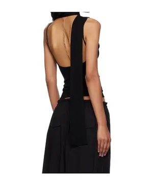 ST. AGNI Backless Vest With Integrated Scarf - Black