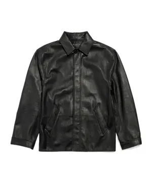 Balenciaga Leather Collared Button-up Jacket