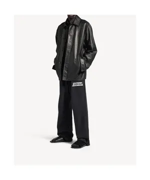 Balenciaga Leather Collared Button-up Jacket