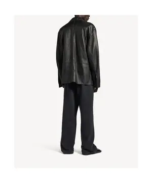 Balenciaga Leather Collared Button-up Jacket