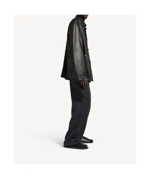 Balenciaga Leather Collared Button-up Jacket
