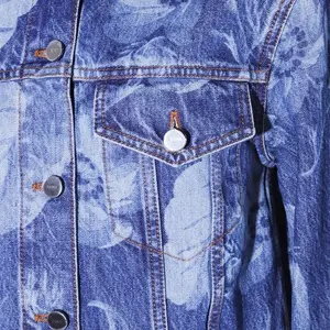 Fendi Floral Printed Cropped Crewneck Denim Jacket