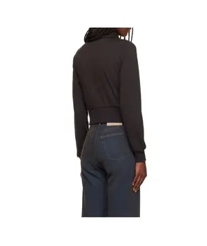 Our Legacy Ribbed Knit Zip-up Cardigan With Pinstripes