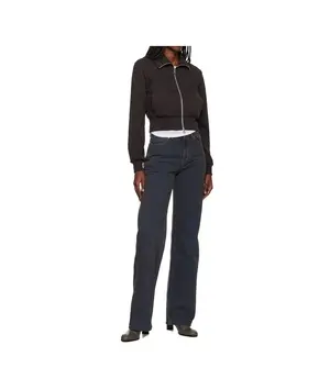 Our Legacy Ribbed Knit Zip-up Cardigan With Pinstripes