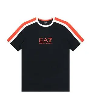 EA7 Logo Printed T-shirt With Round Neck - Black
