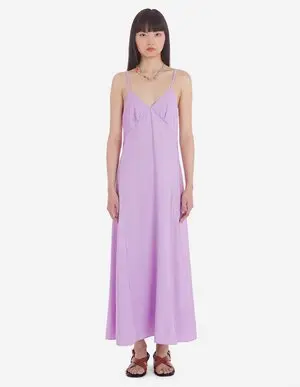 Maison Kitsuné Sleeveless V-neck Flared Dress - Purple