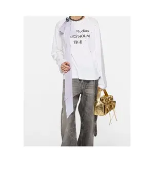 Acne Studios Drawstring Leather Shoulder Bag - Nude