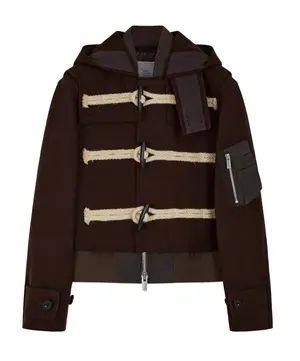 Sacai Toggle-fastening Hooded Jacket - Brown
