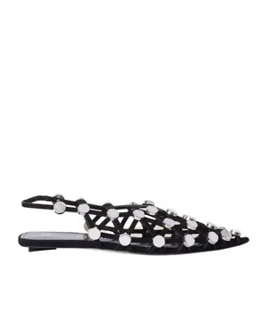 Attico Grid Ballerina Flats - Black