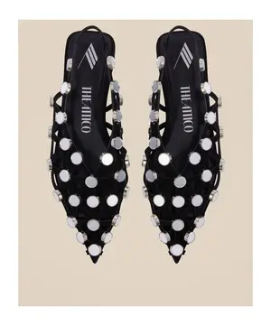 Attico Grid Ballerina Flats - Black