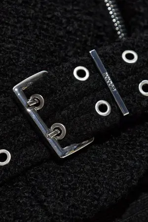 GANNI Long-sleeved Biker Jacket With Logo Detail