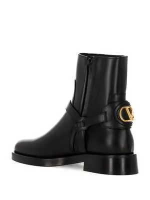 Valentino Garavani Leather Ankle Boots With Buckle Detailing